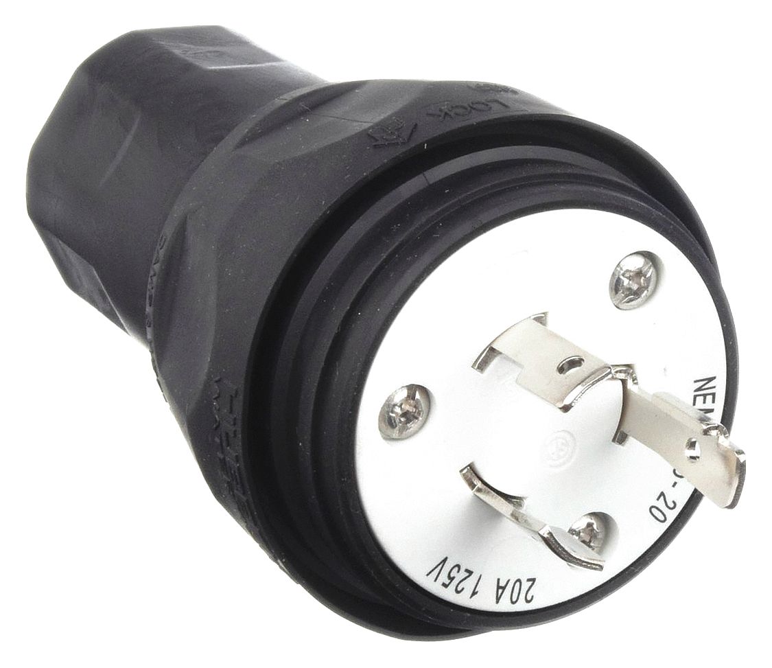 L5-20P, 20 A, Watertight Locking Plug - 39AW95|HBL26W47BK - Grainger
