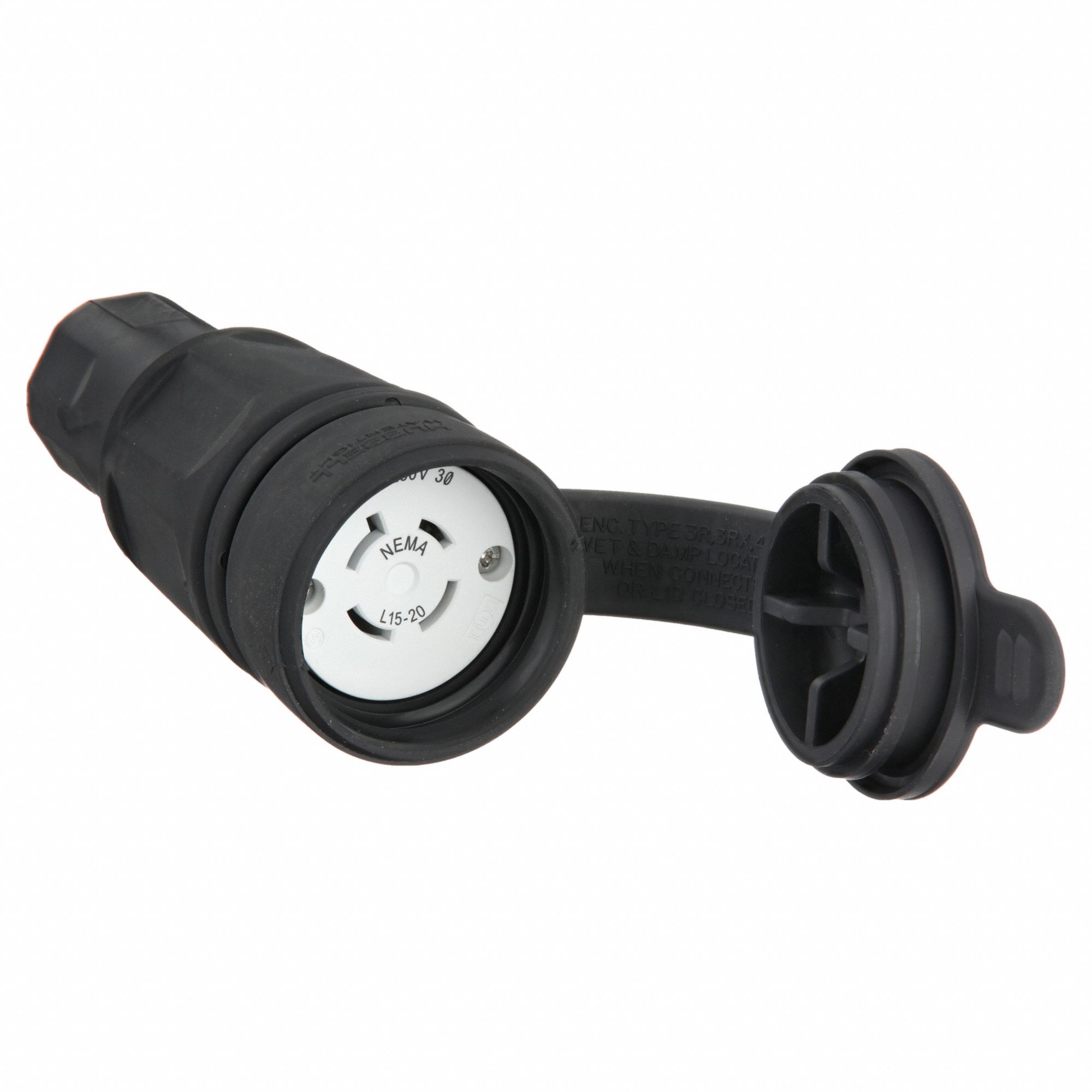 L15-20R, 20 A, Watertight Locking Connector - 39AX04|HBL27W75BK - Grainger