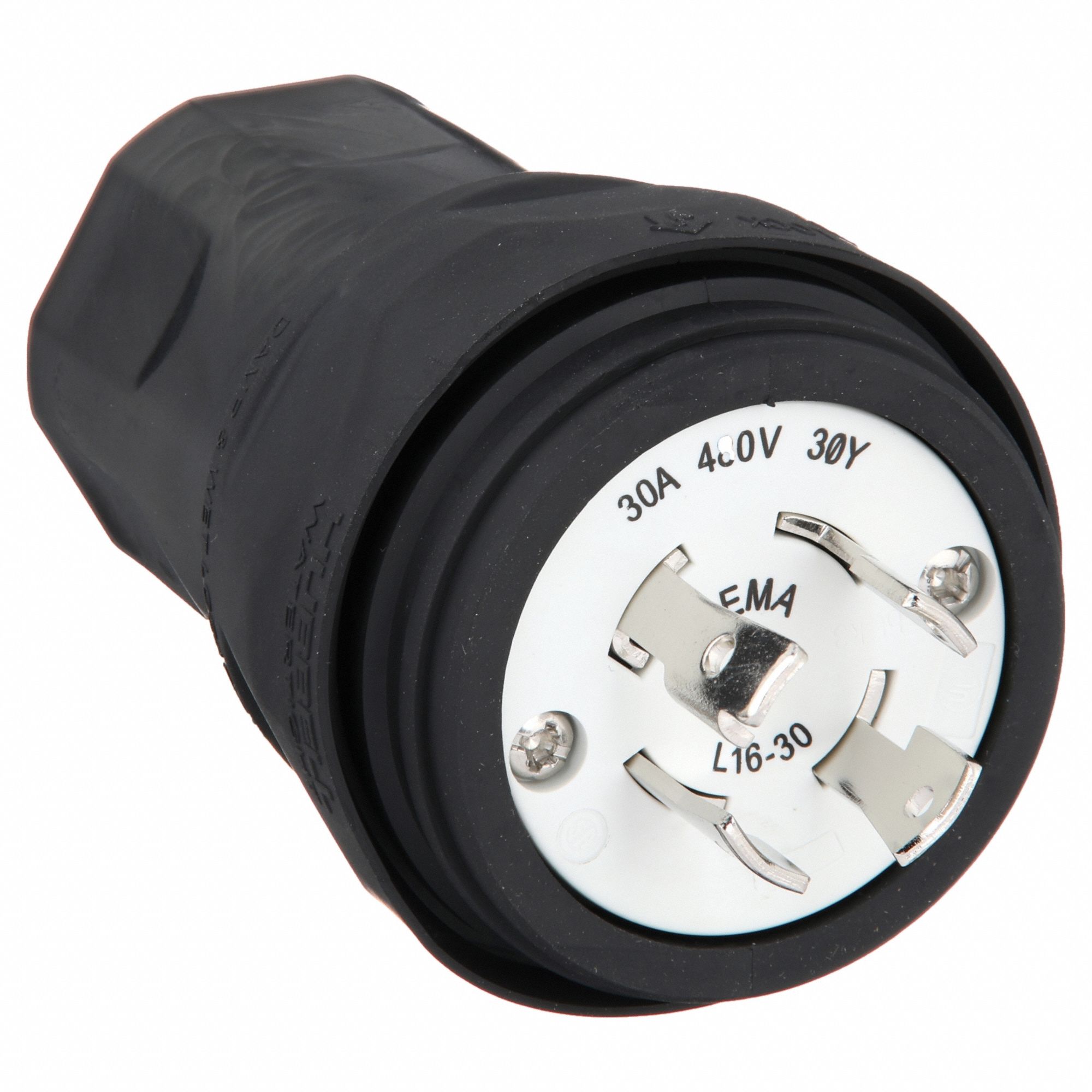L16-30P, 30 A, Watertight Locking Plug - 39AX09|HBL28W76BK - Grainger