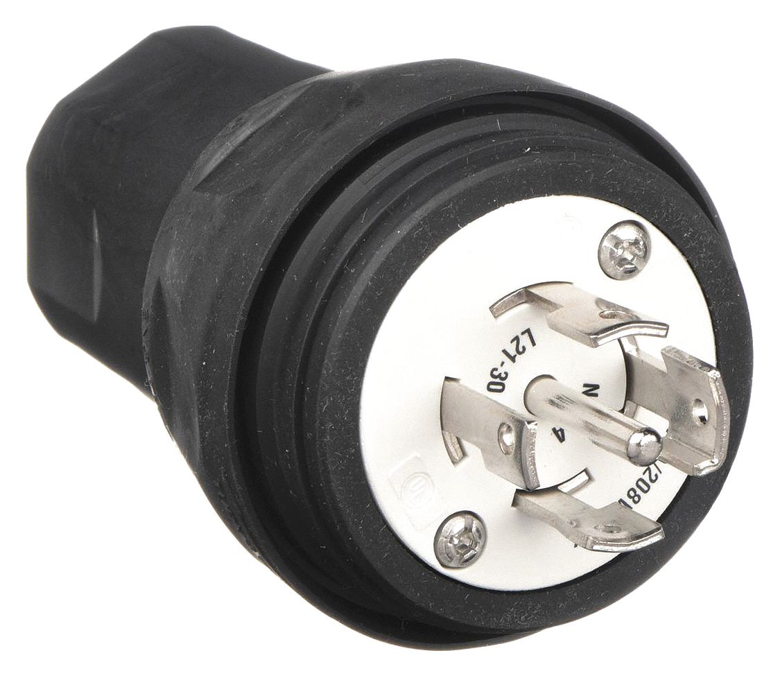 L21-30P, 30 A, Watertight Locking Plug - 39AX11|HBL28W81BK - Grainger