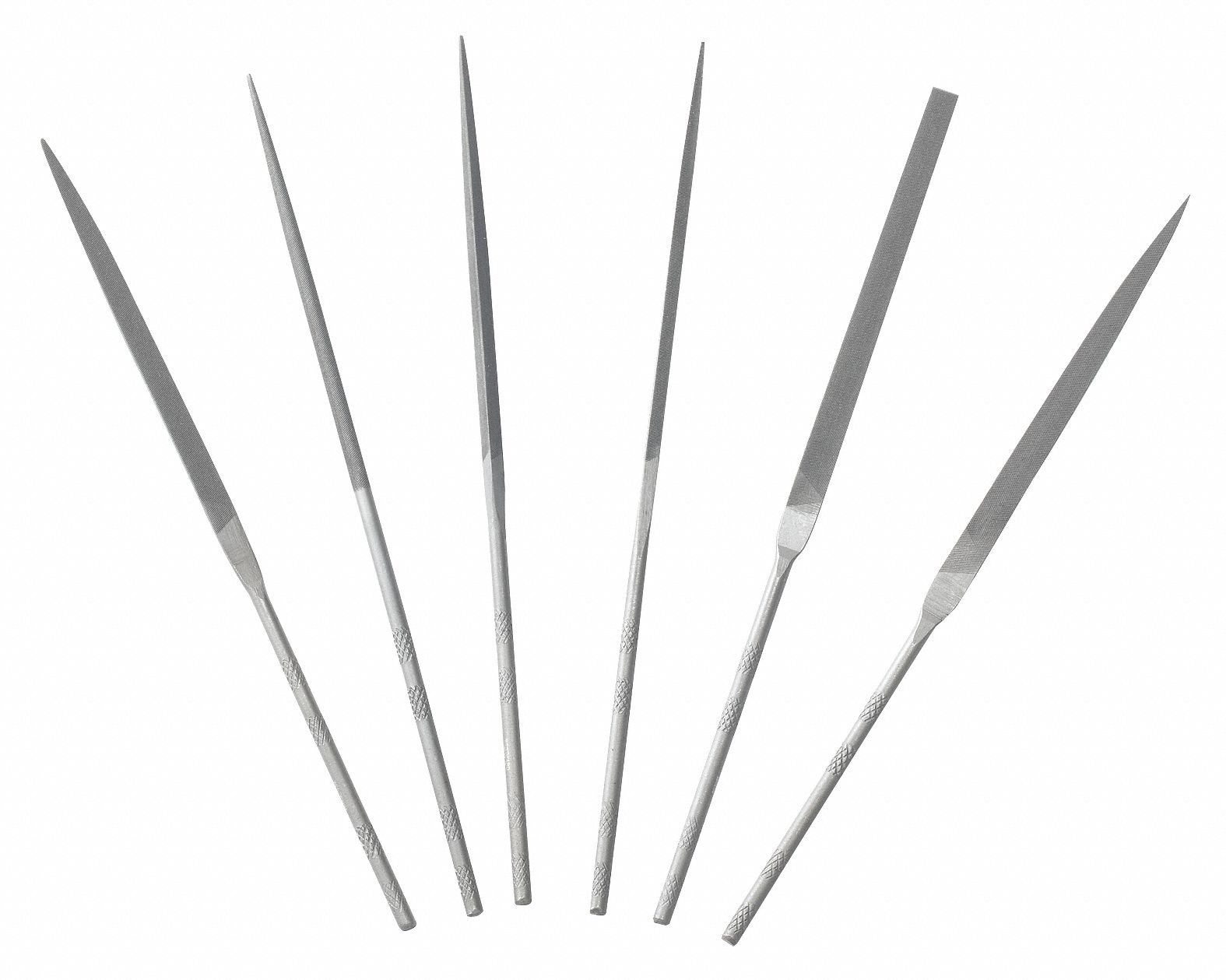 WESTWARD Needle File Set: Equaling/Half Round/Rectangular/Round/Square ...