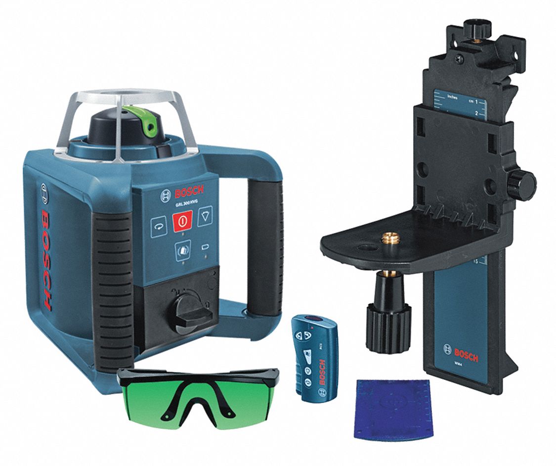 BOSCH, 1,000 ft Range w/Receiver, Green Beam, Rotary Laser - 39CE79 ...