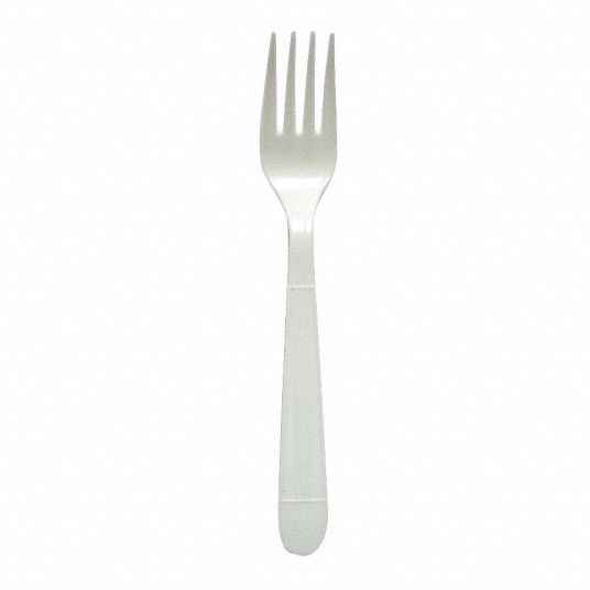 Fork, White, Heavy Weight, Plastic, Unwrapped, PK 1000 - Grainger