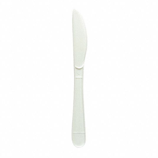 Knife, White, Heavy Weight, Plastic, Unwrapped, PK 1000 - Grainger