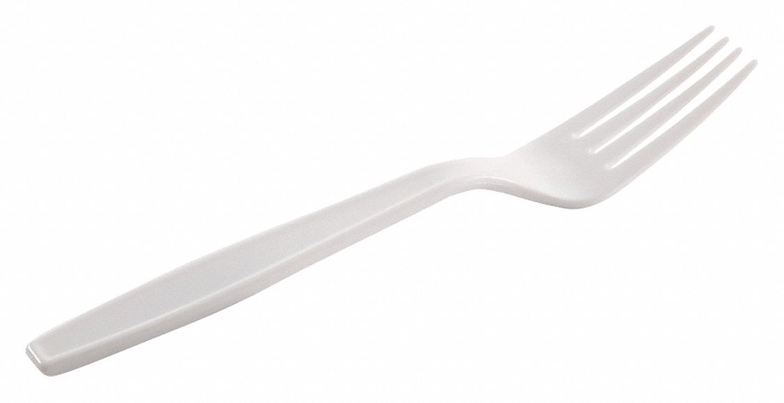 Fork, White, Heavy Weight, Plastic, Unwrapped, PK 1000 - Grainger