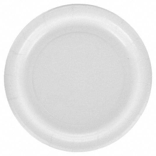 White, Heavy-Wt, Disposable Paper Plate - 39CR70|23500 - Grainger
