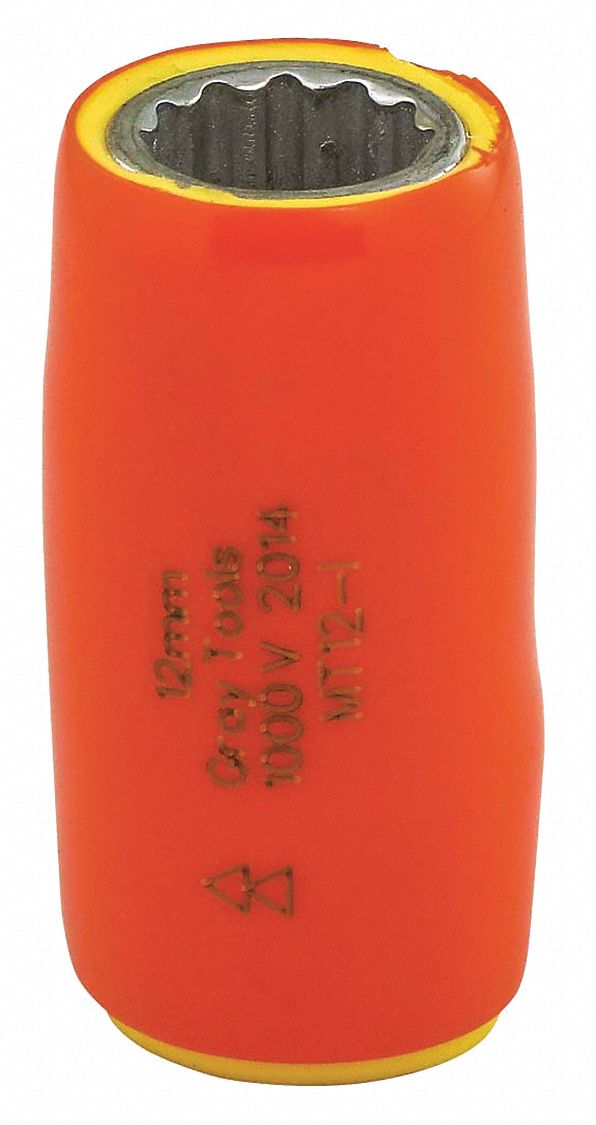 GRAY TOOLS SOCKET, SQUARE, 6 PT, 2 LAYER INSULATION, ORANGE/YELLOW, 12 ...
