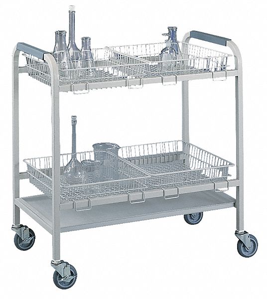 34 7/8 in Overall Lg, 19 in Overall Wd, Laboratory Glassware Cart ...