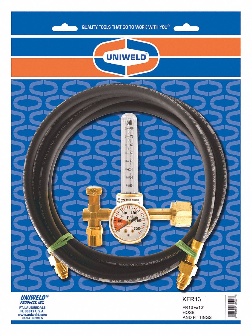 UNIWELD, CGA 320 Inlet, 5/8"-18 M RH Outlet, Gas Calibration Flowmeter ...