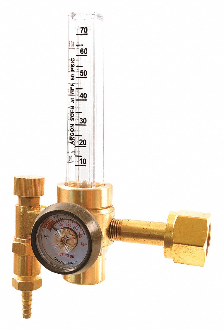UNIWELD, CGA 320 Inlet, 5/8"-18 F RH Outlet, Stage Flowmeter Regulator ...