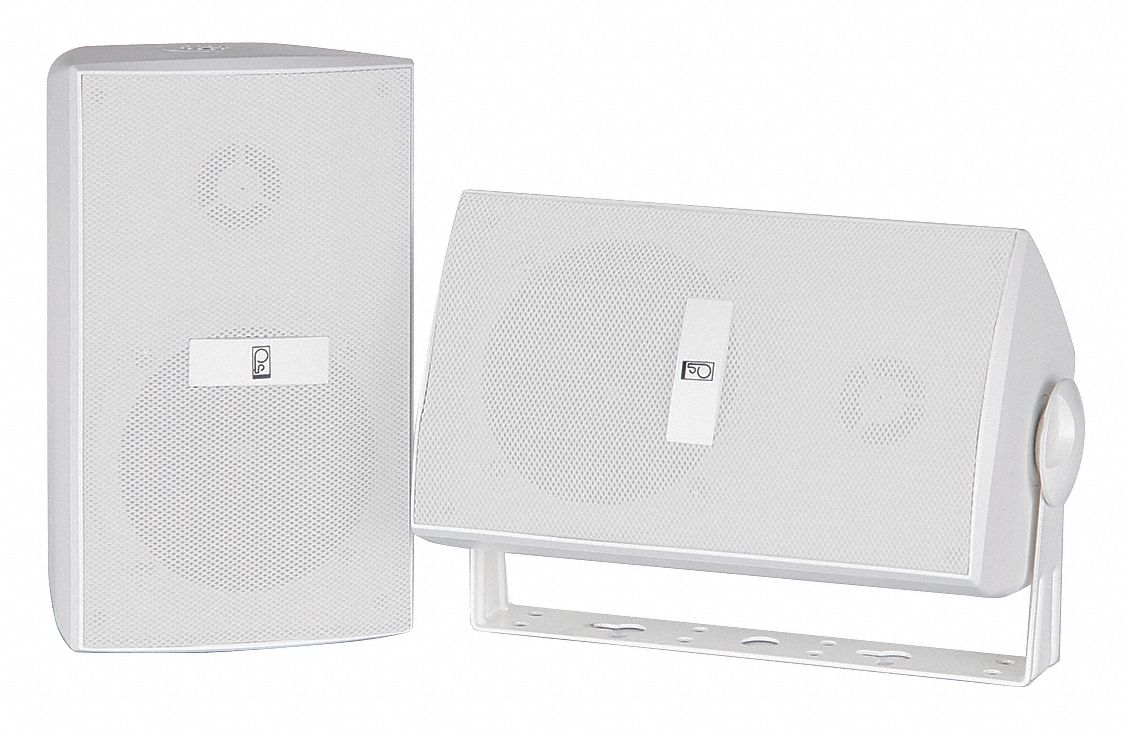 POLY-PLANAR Outdoor Box Speakers: White, 60 W Peak Output Power, 6 in ...