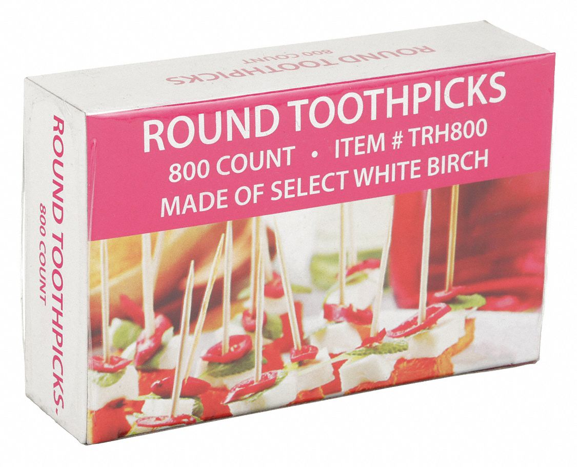 White, 2 1/2 in Lg, Disposable Toothpick - 39E403|R820 - Grainger