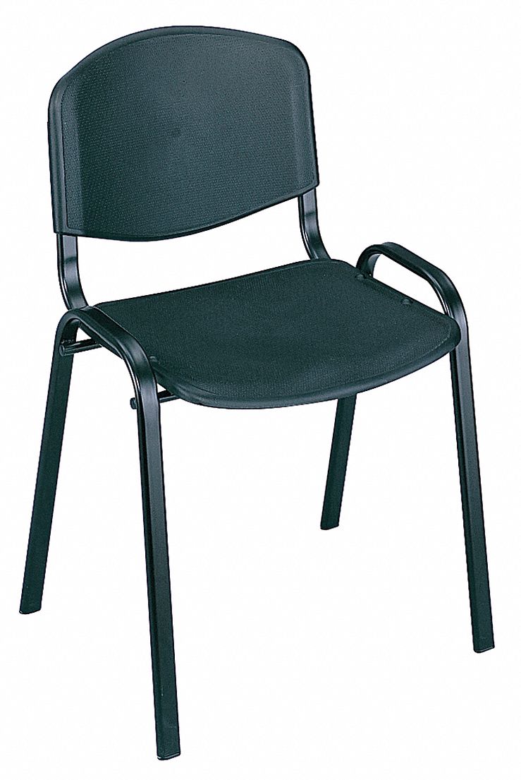 Black Steel Stacking Chair with Black Seat Color, 4PK - Grainger