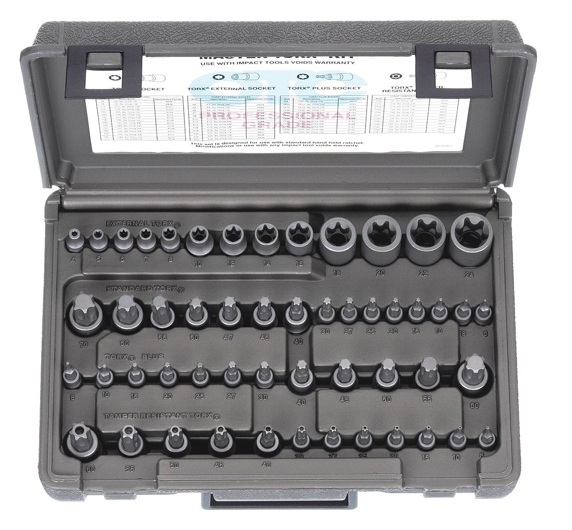Socket Set, Socket Size Range E4 to E24, Hex, Drive Size 1/4 in, 3/8 in ...