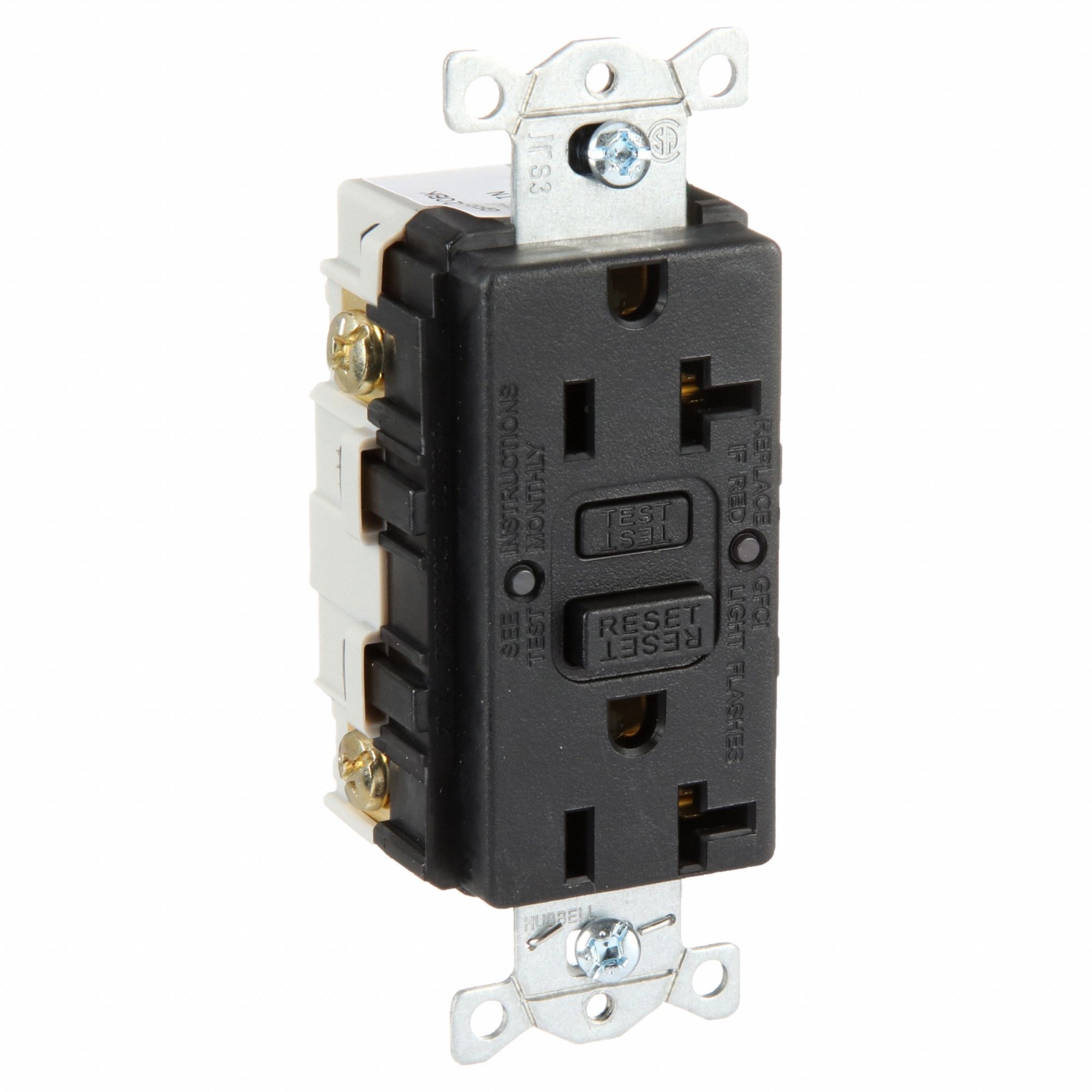HUBBELL, Duplex, 5-20R, GFCI Receptacle - 39EA21|GFR20BLK - Grainger