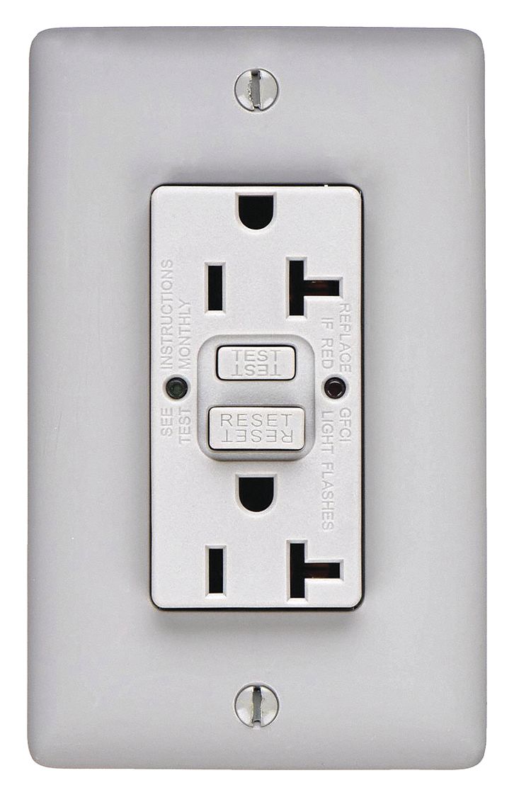 Duplex, 5-20R, GFCI Receptacle - 39EA22|GFRST20GY - Grainger