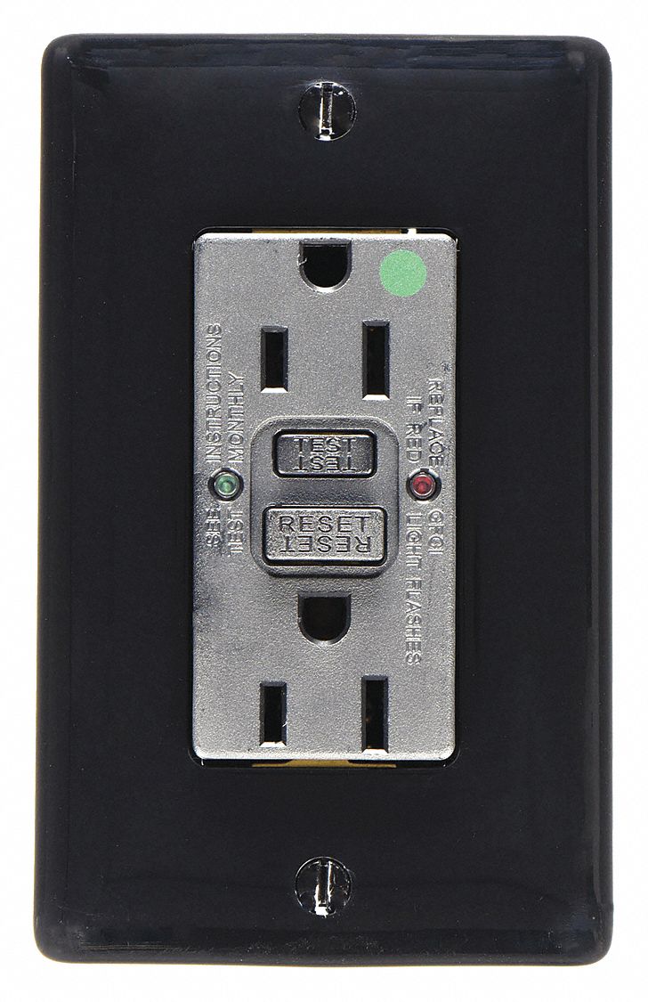 HUBBELL, Duplex, 5-15R, GFCI Receptacle - 39EA33|GFR82BLK - Grainger