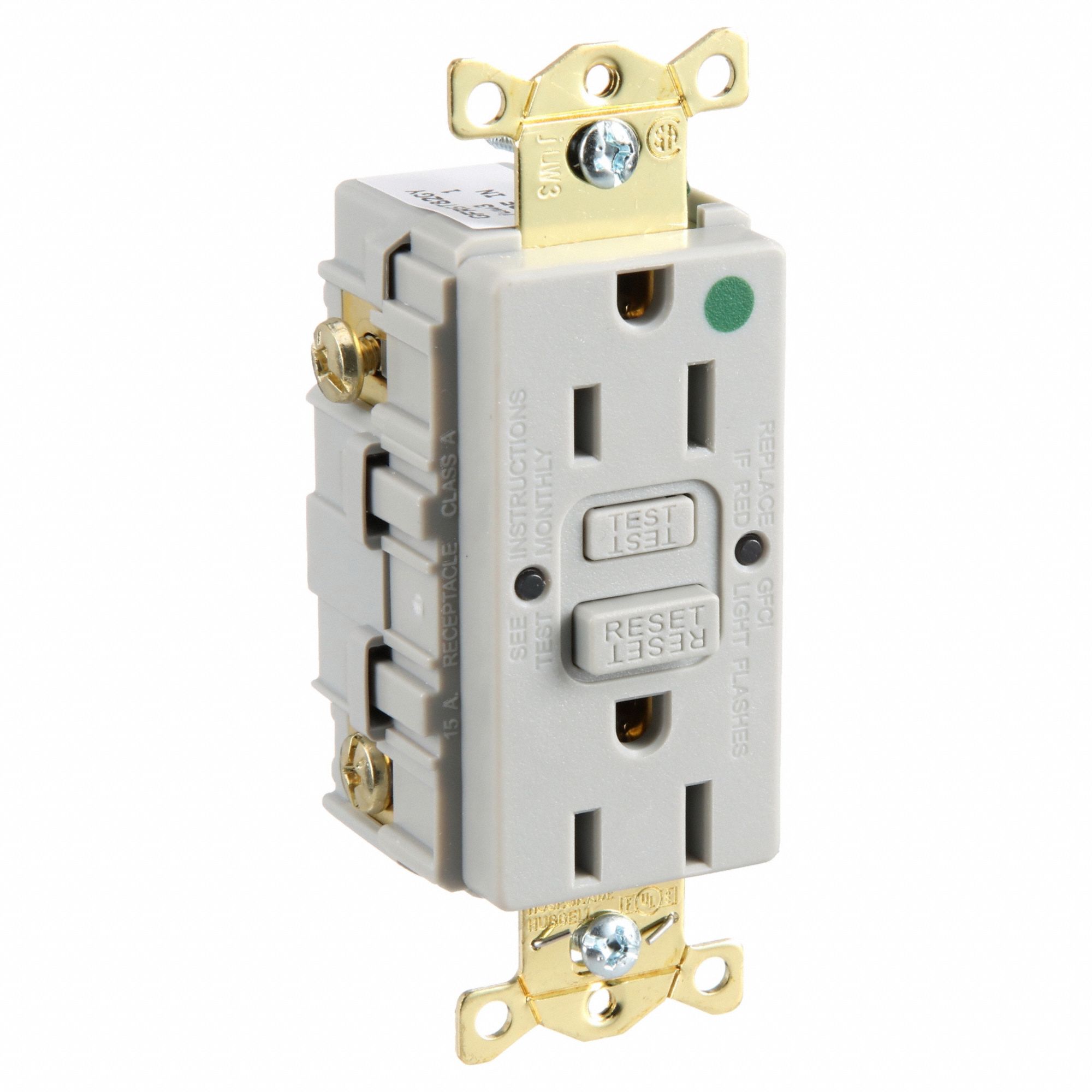 HUBBELL, Duplex, 5-15R, GFCI Receptacle - 39EA34|GFR82GRY - Grainger