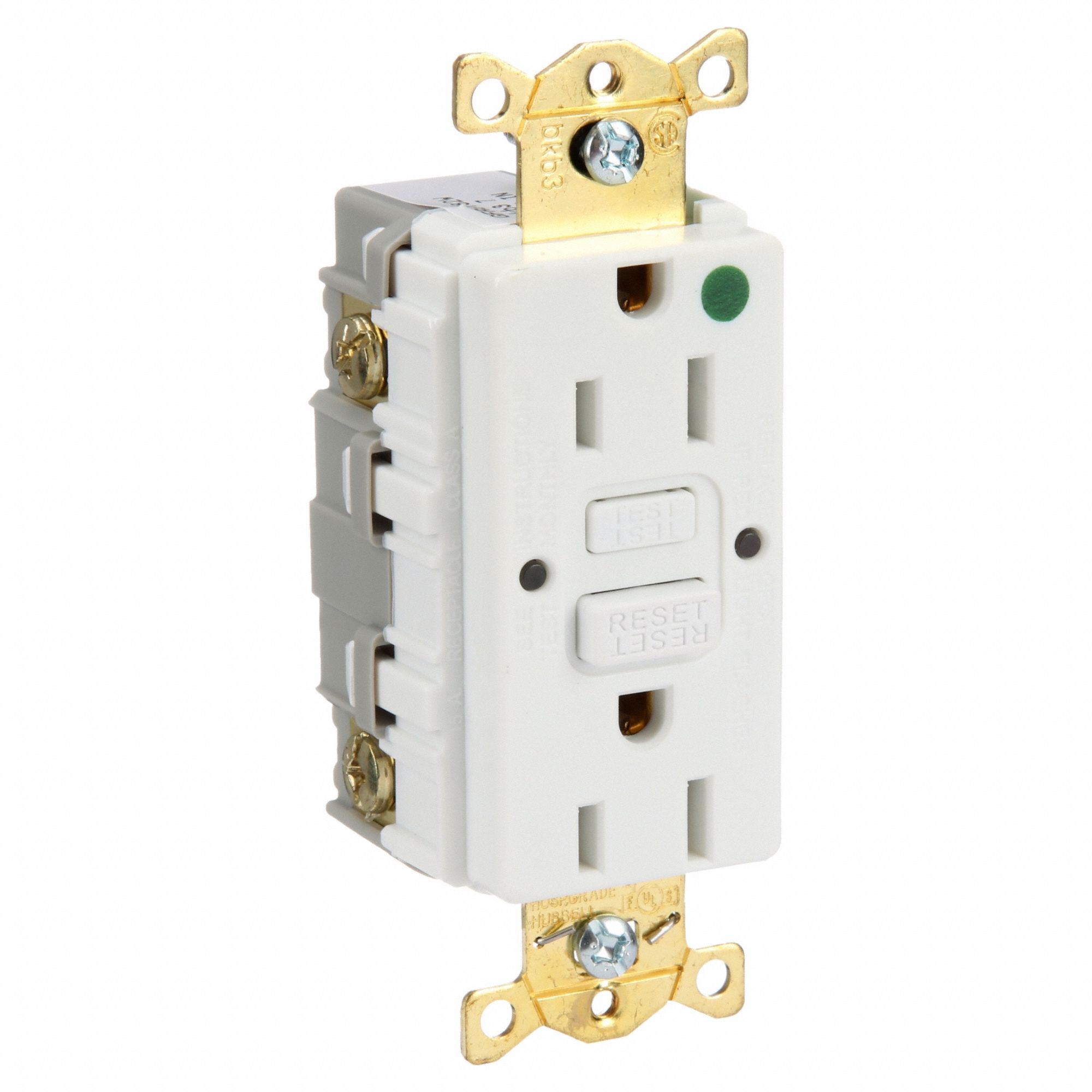 HUBBELL, Duplex, 5-15R, GFCI Receptacle - 39EA38|GFR82W - Grainger