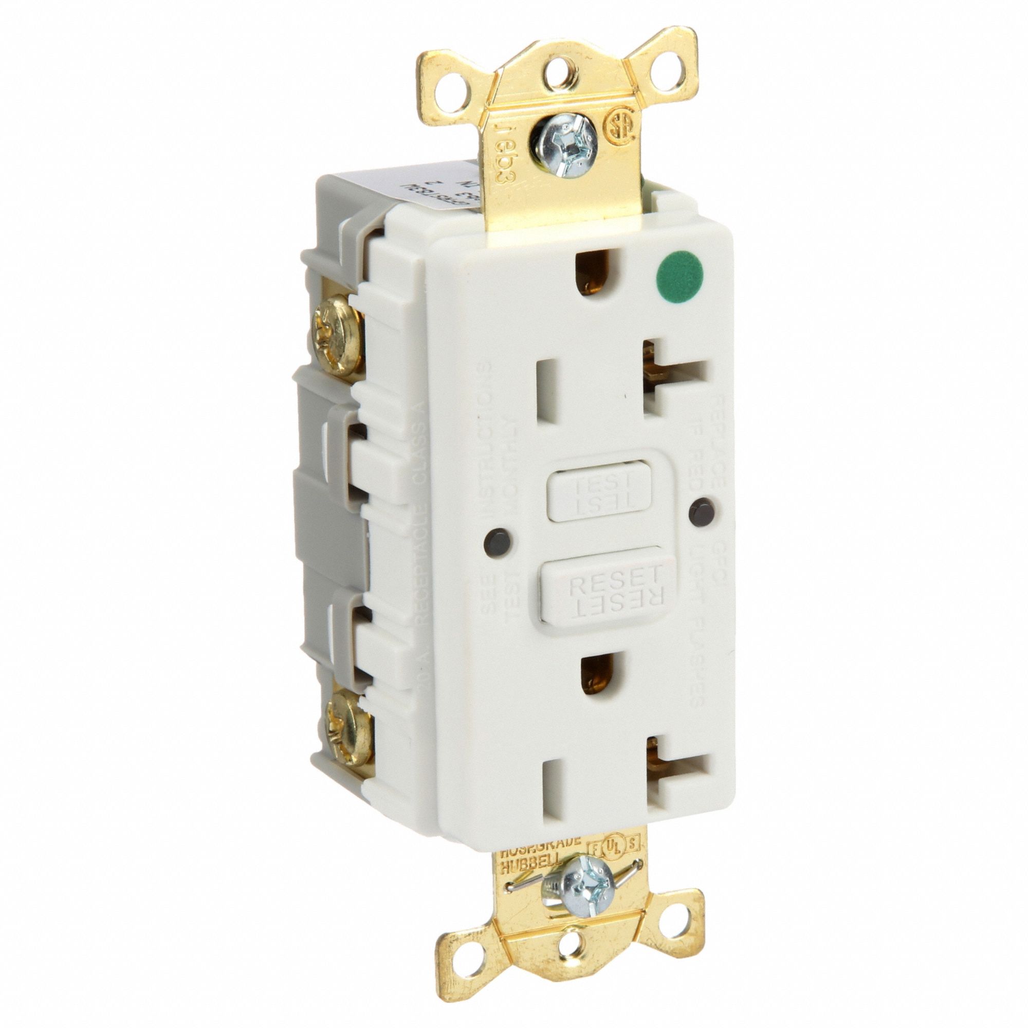HUBBELL, Duplex, 5-20R, GFCI Receptacle - 39EA44|GFR83W - Grainger