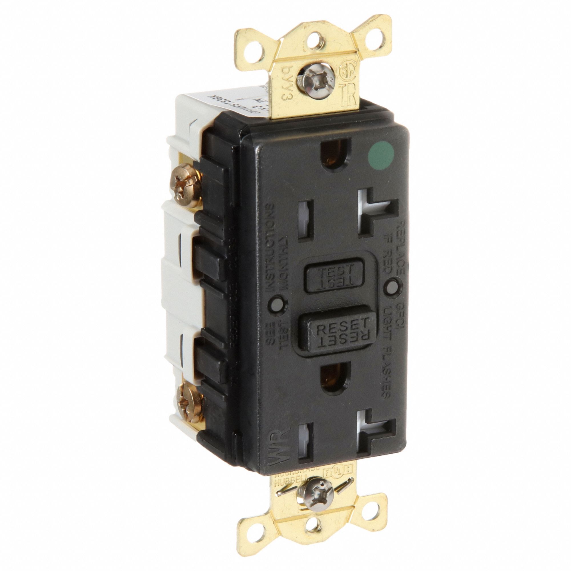 HUBBELL, Duplex, 5-20R, GFCI Receptacle - 39EA54|GFRTW83BLK - Grainger