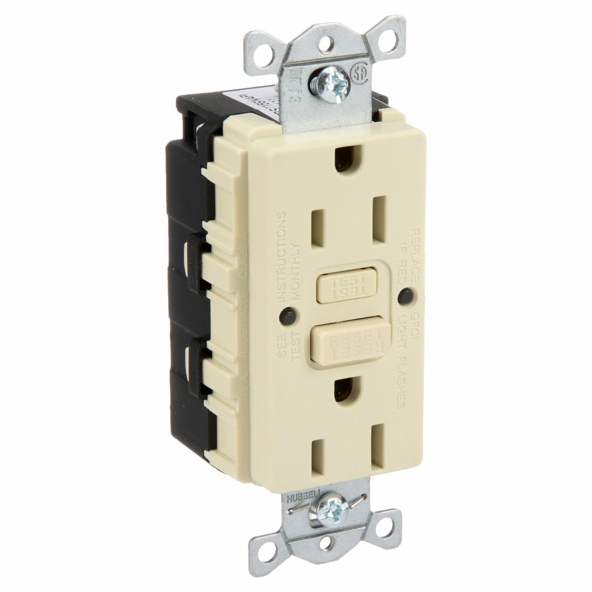 HUBBELL, Decorator Duplex, Ivory, GFCI Receptacle - 39EA61|SNAPGFTW15I ...