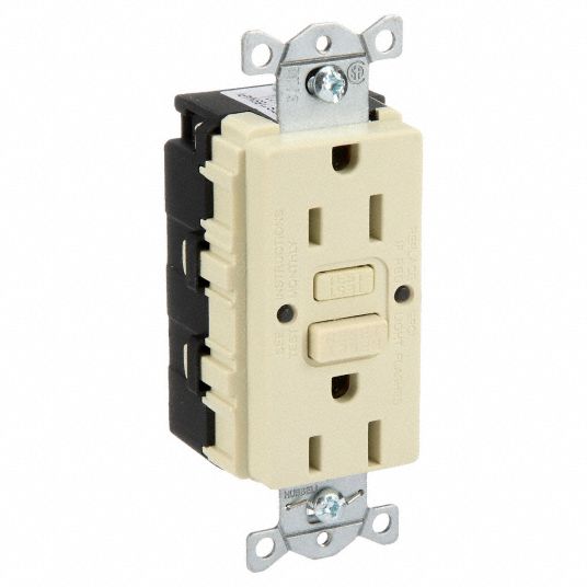 HUBBELL, Decorator Duplex, Ivory, GFCI Receptacle - 39EA61|SNAPGFTW15I ...