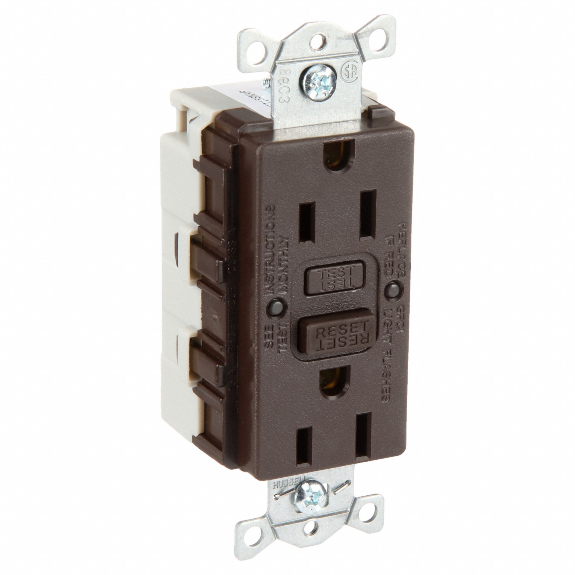 HUBBELL, Decorator Duplex, Brown, GFCI Receptacle - 39EA63|SNAPGF15GRY ...