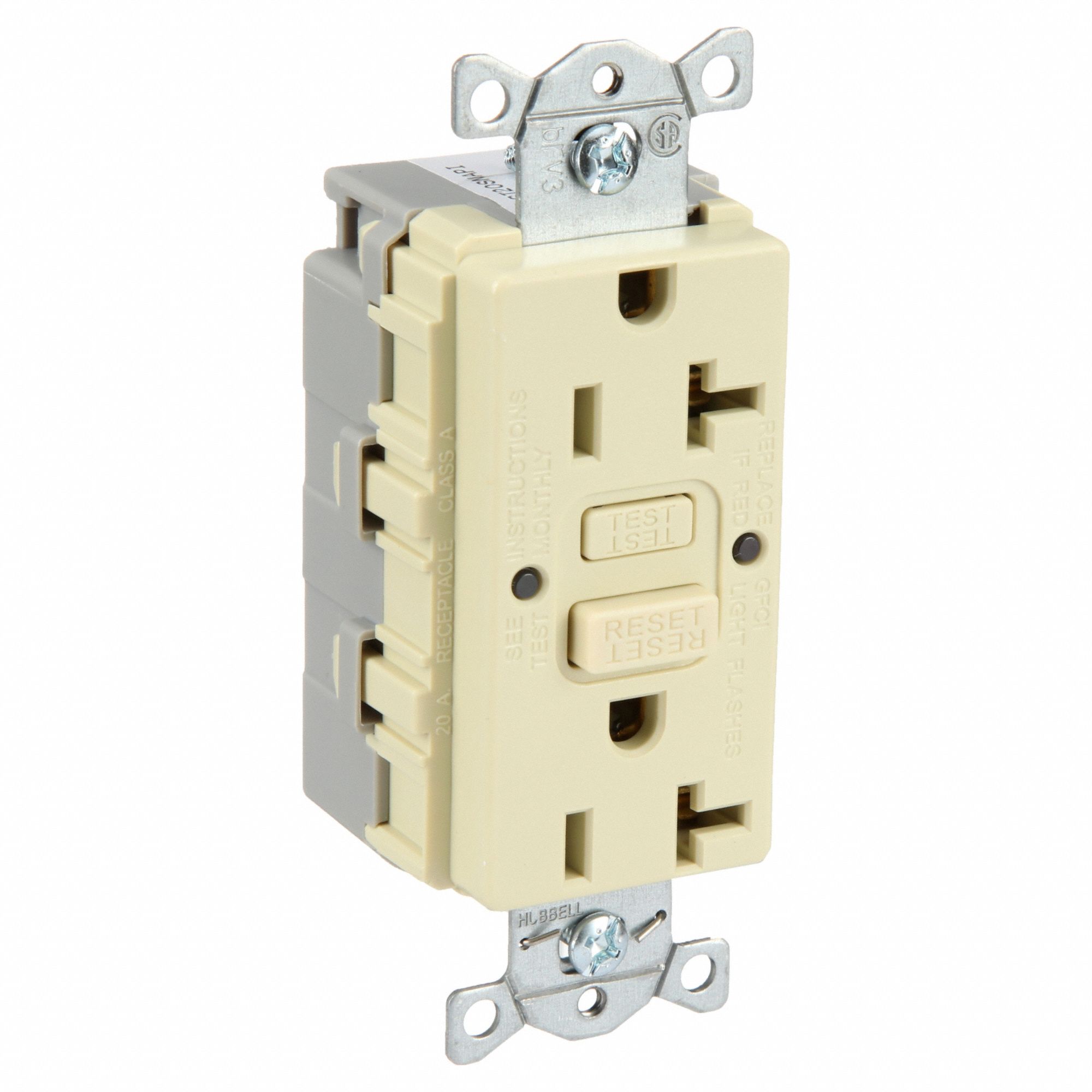HUBBELL, Decorator Duplex, Ivory, GFCI Receptacle - 39EA65|SNAPGF20I ...