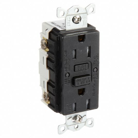 HUBBELL, Duplex, Black, GFCI Receptacle - 39EA72|GFRTW15BLK - Grainger