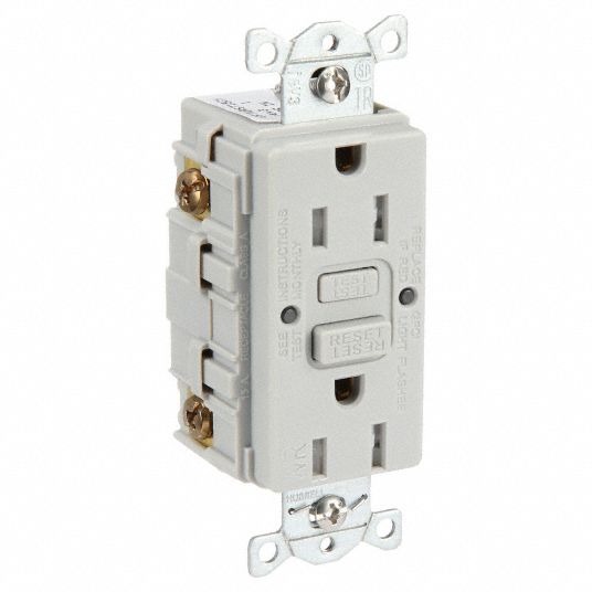 HUBBELL, Duplex, Gray, GFCI Receptacle - 39EA73|GFRTW15GRY - Grainger