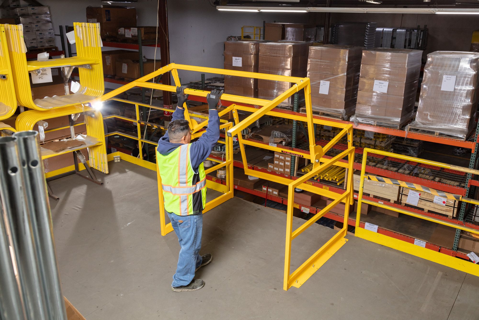FABENCO Mezzanine Pivot Safety Gate: 42 in x 64 in, Unassembled, Yellow ...