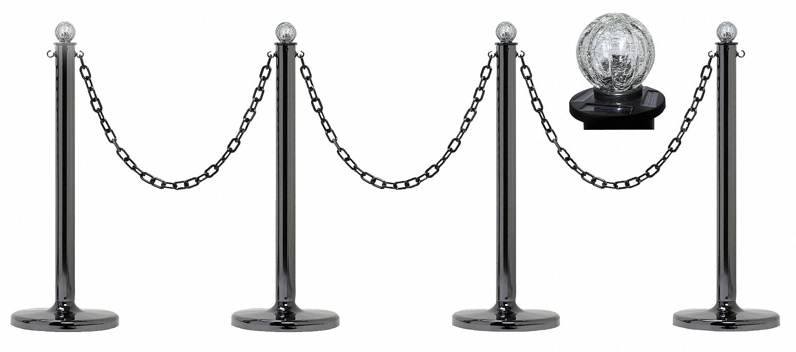 Solar Stanchion Kit, Height 40 in, Black Chrome, Post Material UV ...