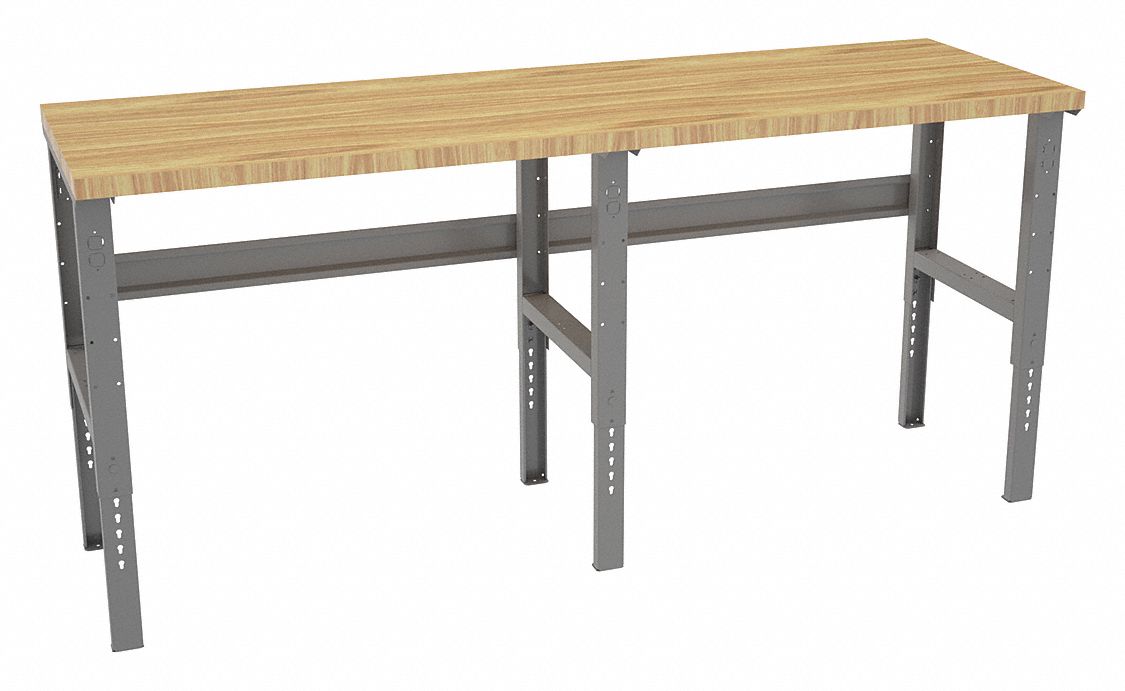 TENNSCO Bolted Workbench, Butcher Block, 30 in Depth, 35-3/8 in to 41-3 ...