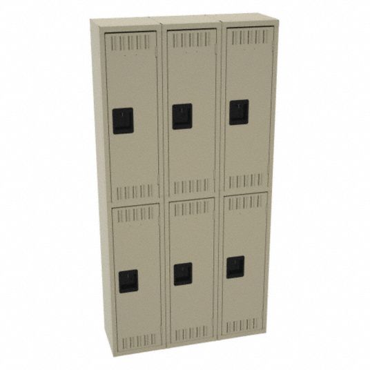 TENNSCO Wardrobe Locker: 36 in x 12 in x 72 in, Louvered, 2 Tiers, 3 ...