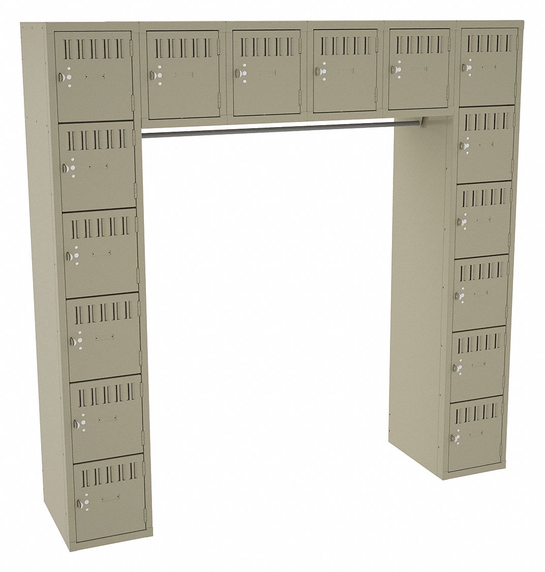 TENNSCO, 72 in x 18 in x 72 in, 6 Tiers, Box Locker Unit with Coat Rod ...