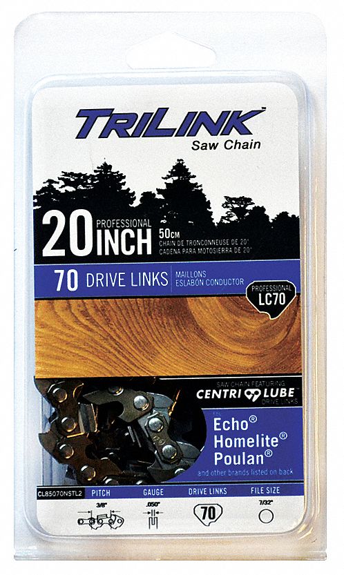 TRILINK, 20 in Compatible Bar Lg, 3/8 in, Chainsaw Chain - 39FY87 ...