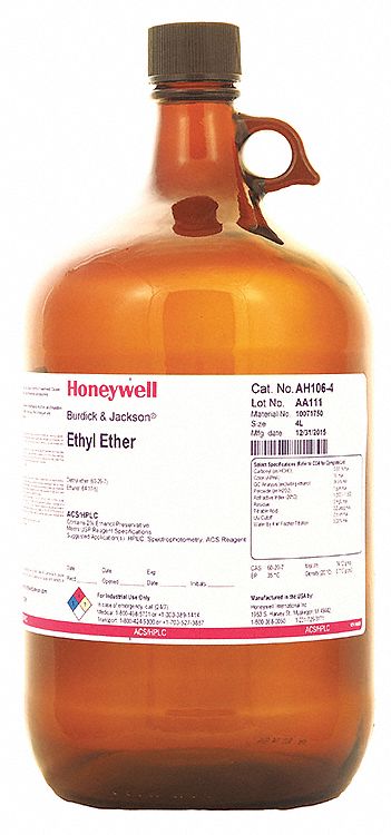 ACS/HPLC, 4 L, Ethyl Ether - 39FZ04|AH106-4 - Grainger