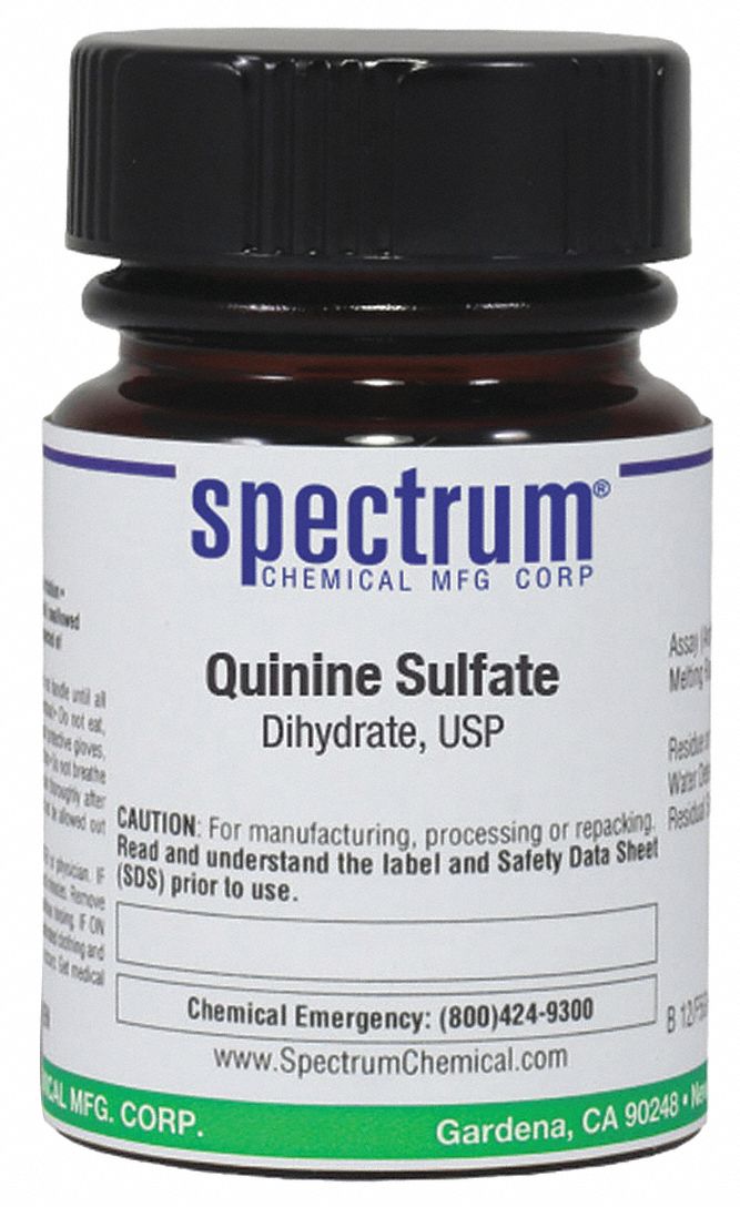 USP, 10 g, Quinine Sulfate - Dihydrate - 39G836|QU110-10GM03 - Grainger