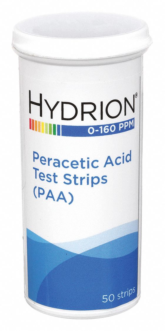 Hydrion 0 To 160 Ppm Peracetic Acid Peracetic Acid Peracetic Acid Test Strip 39j088paa160