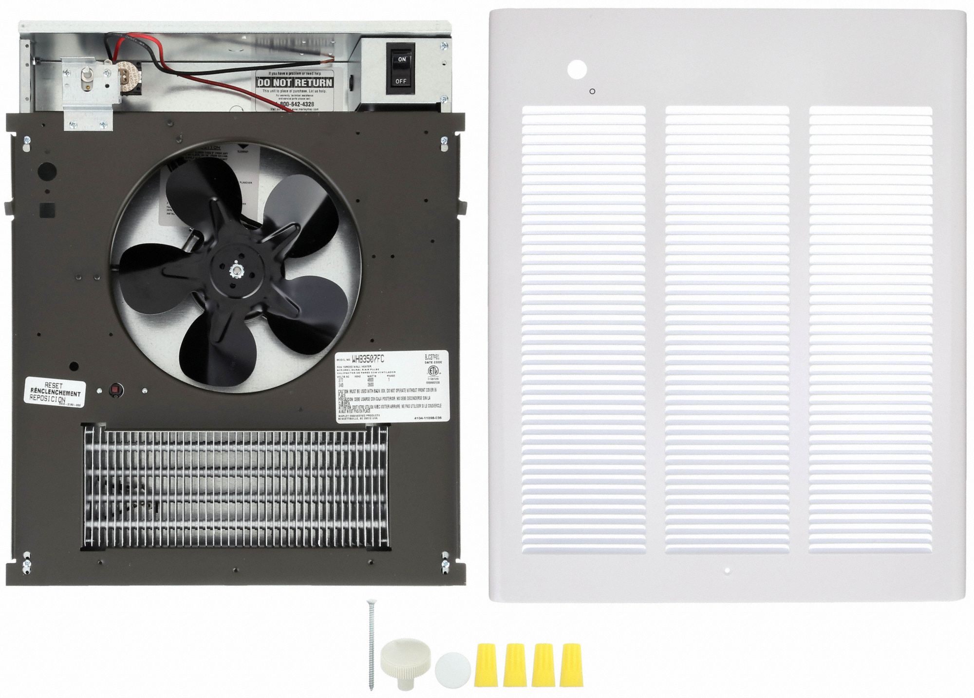 QMARK Recessed Electric Wall-Mount Heater, 3,600W/4,800W, 240/277V AC ...