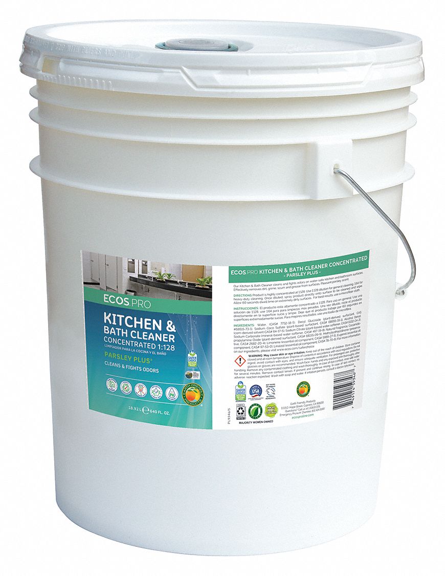 ECOS PRO Kitchen and Bathroom Cleaner, 5 gal. Cleaner Container Size ...