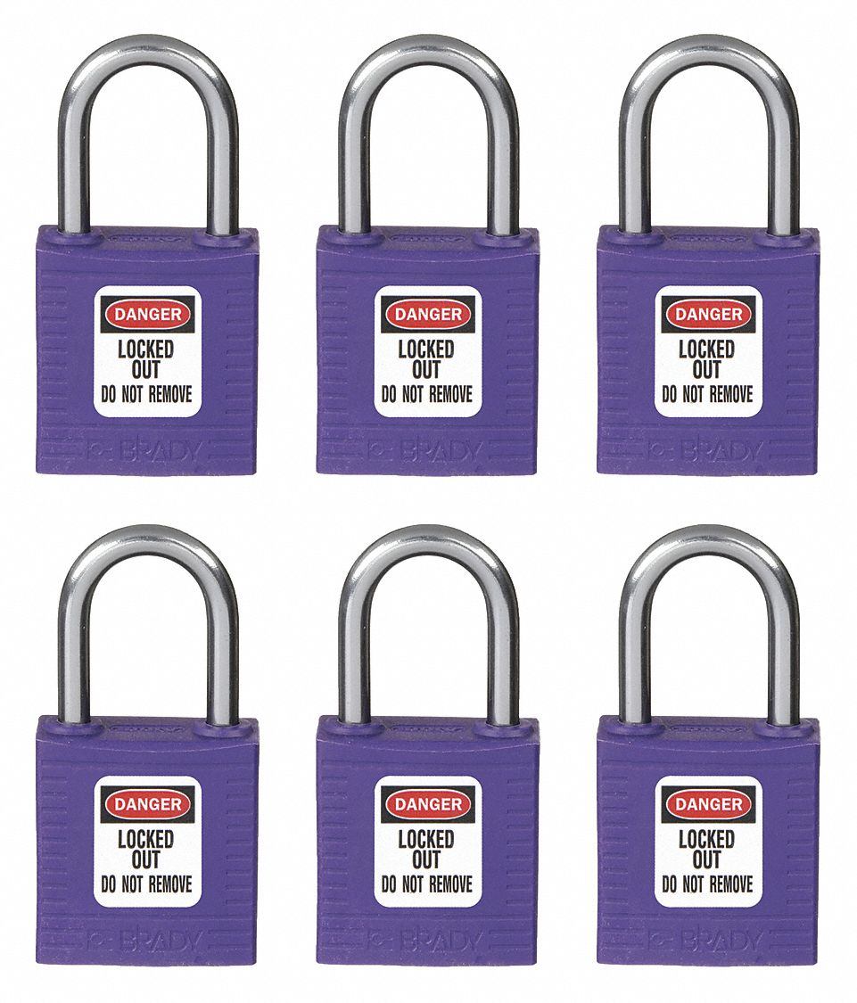 BRADY, Keyed Alike, Nylon, Lockout Padlock - 39N214|CPPL-PRP-25AL-KA6 ...