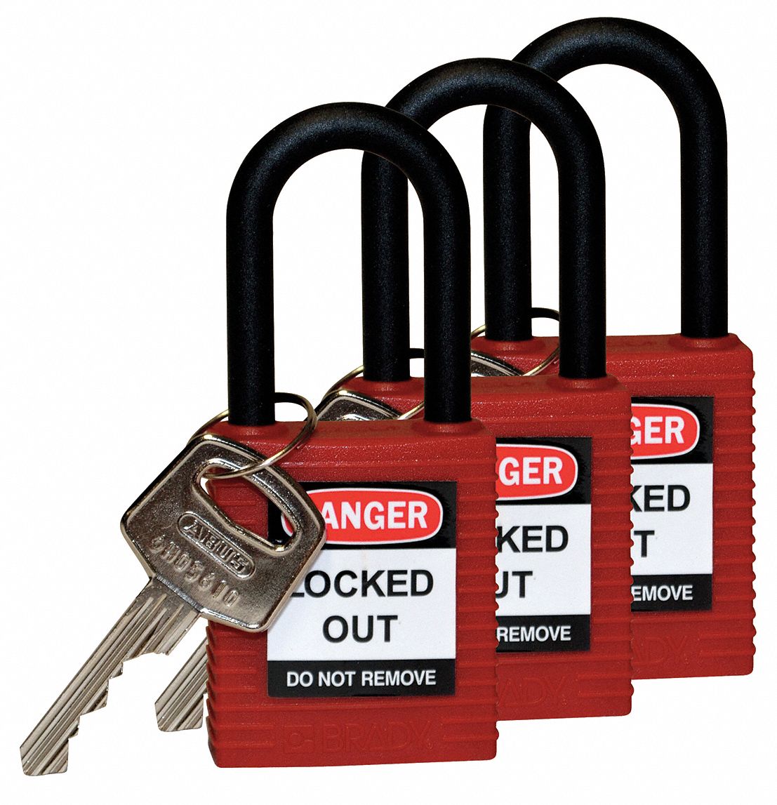 BRADY LOCKOUT PADLOCK,KA,RED,1-3/4"H,PK3 - Lockout Padlocks - WWG39N234 ...