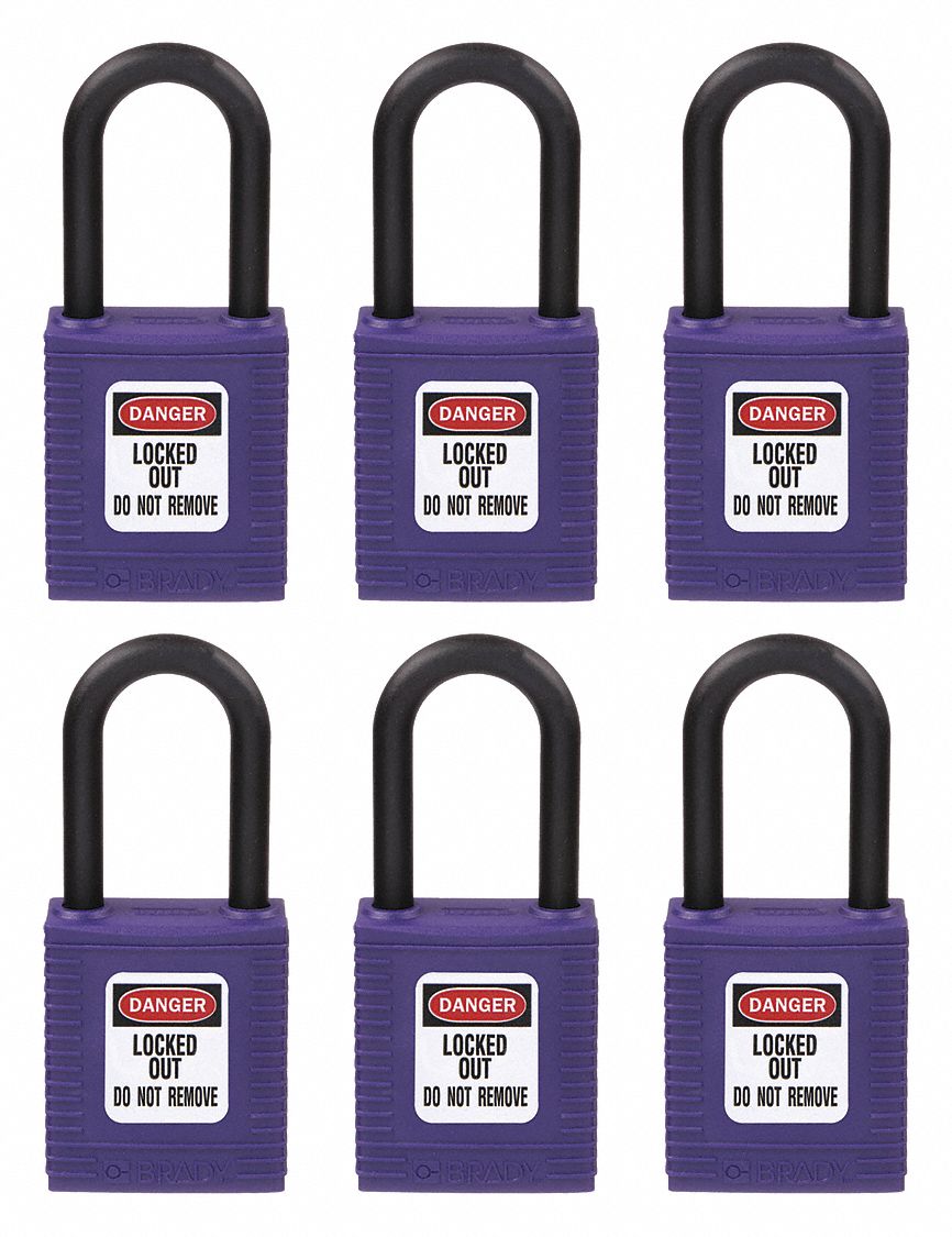 BRADY, Keyed Different, Nylon, Lockout Padlock - 39N232|123358 - Grainger