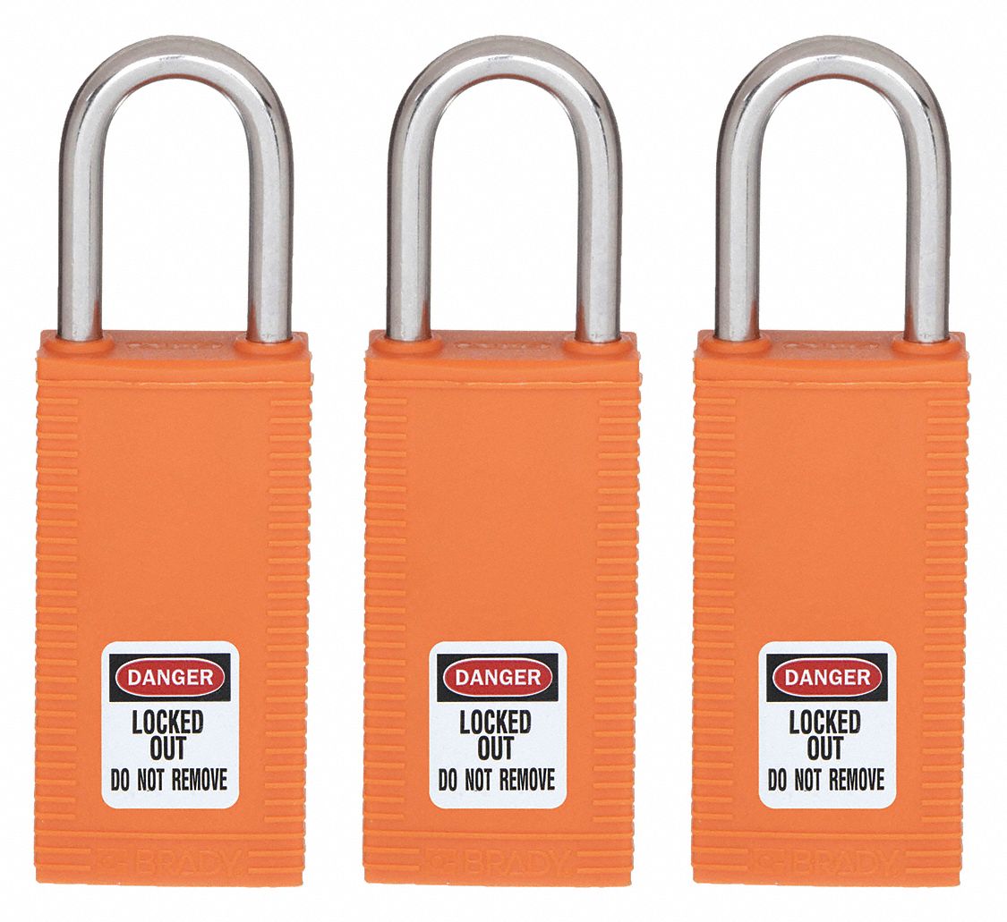BRADY, Keyed Alike, Nylon, Lockout Padlock - 39N274|123418 - Grainger