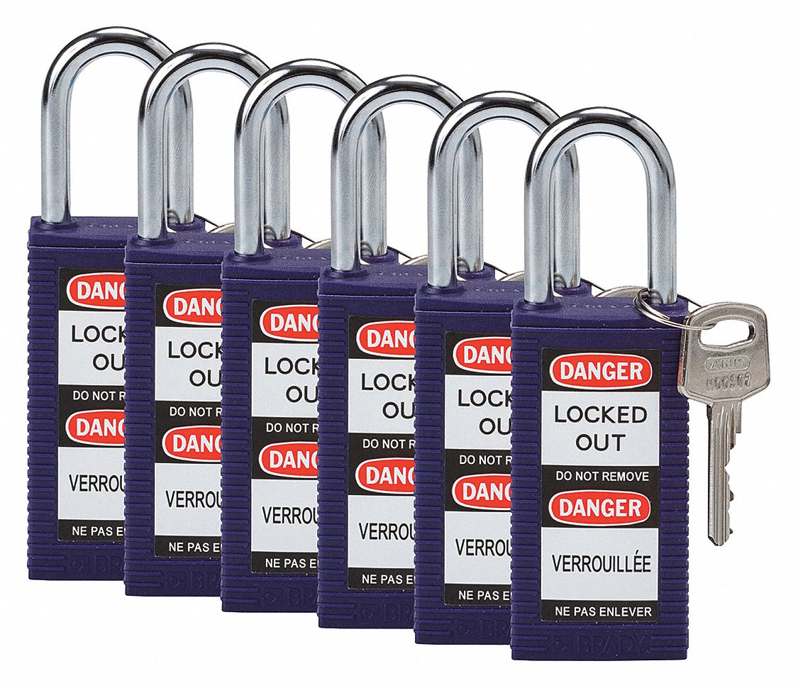 BRADY, Keyed Different, Nylon, Lockout Padlock - 39N268|123403 - Grainger