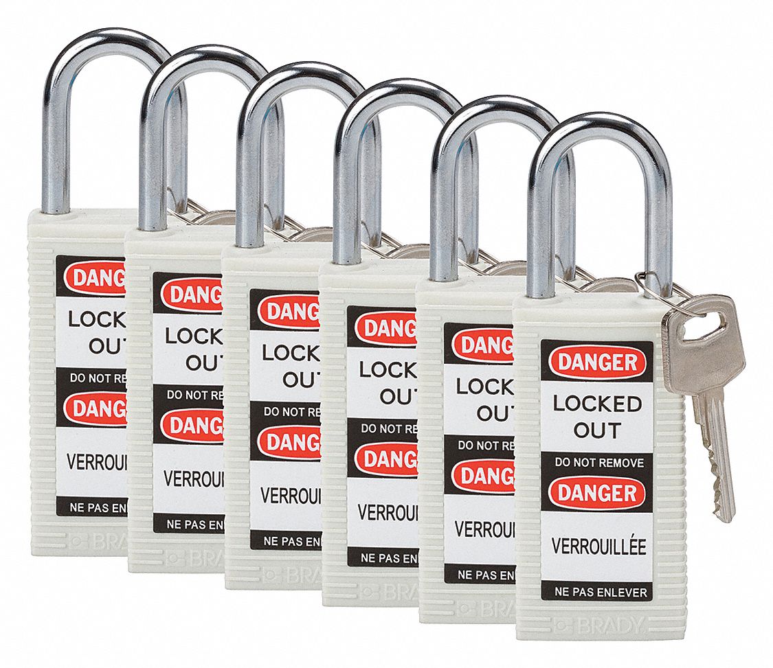 BRADY, Keyed Different, Nylon, Lockout Padlock - 39N269|123404 - Grainger