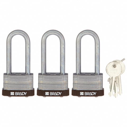 BRADY, Keyed Alike, Steel, Keyed Padlock - 39N326|123276 - Grainger