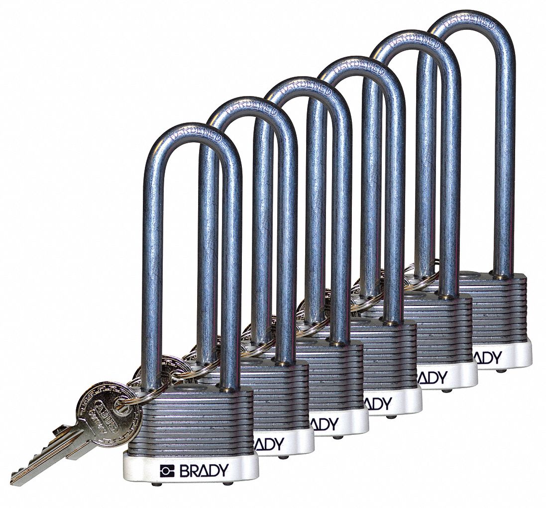 BRADY, Keyed Different, Steel, Keyed Padlock - 39N344|123240 - Grainger